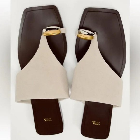 Zara | Shoes | Zara Real Leather Embellished Suede Sandals | Poshmark